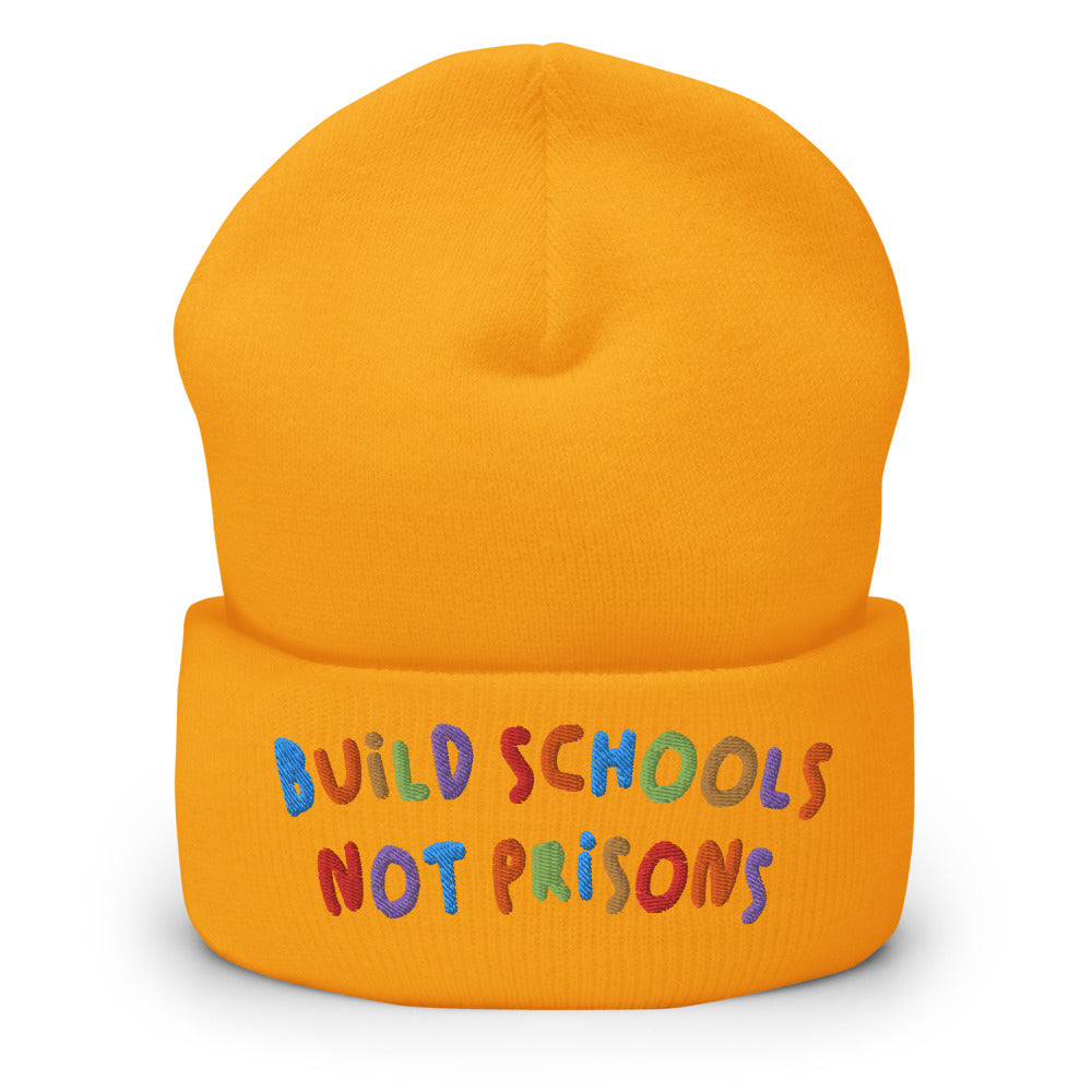 Build Schools Not Prisons | Cuffed Beanie – Liberation Store
